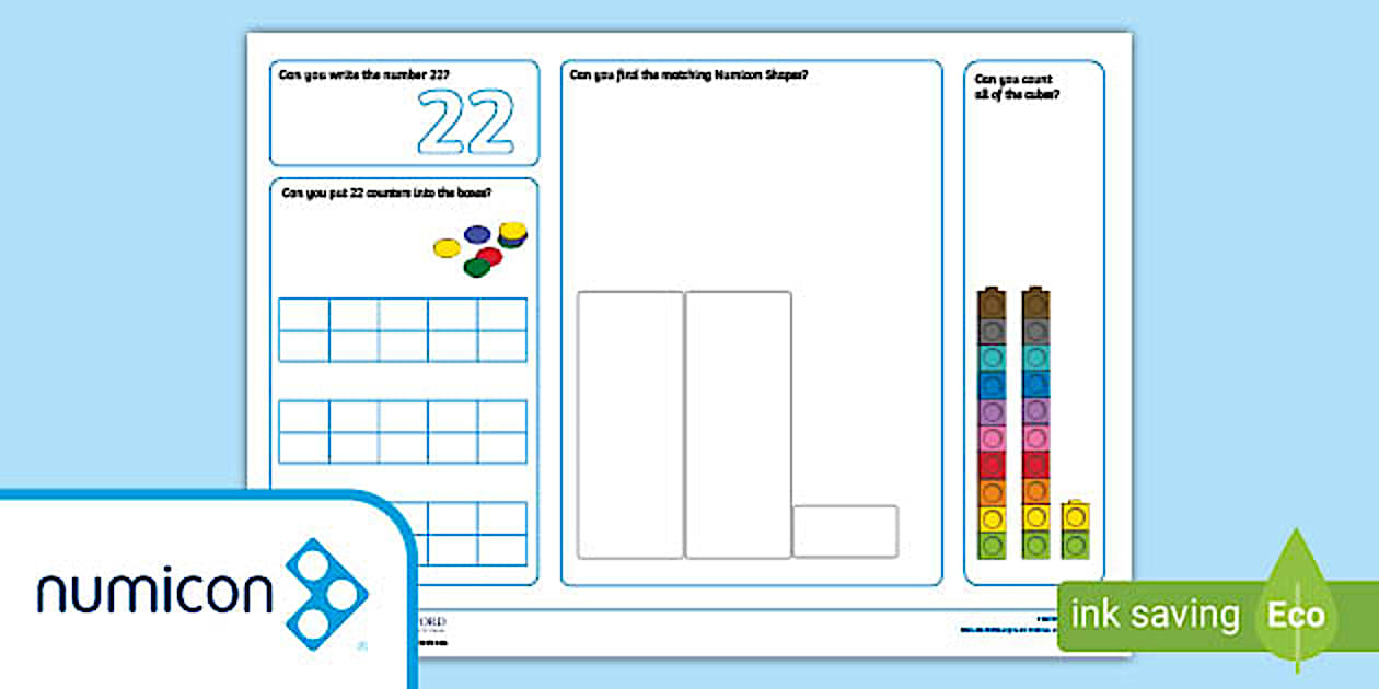 All About Number 22 Activity Mat with Numicon Shapes